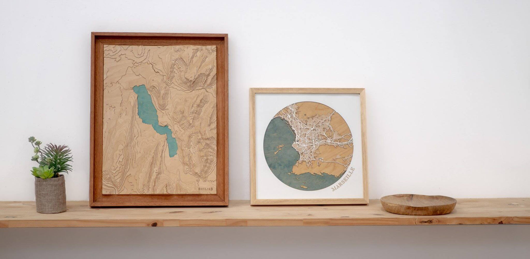 Wooden topographic maps for wall decoration