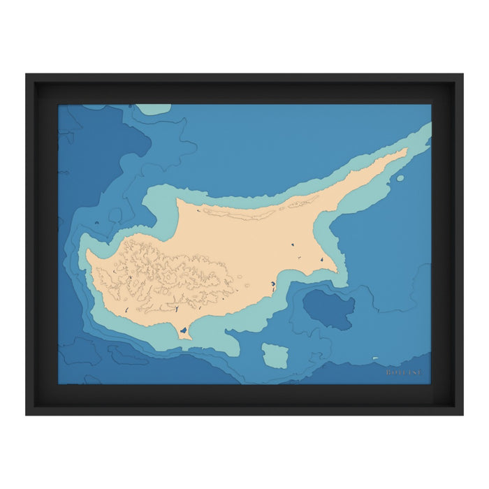 Topographic map of Cyprus in wood and relief