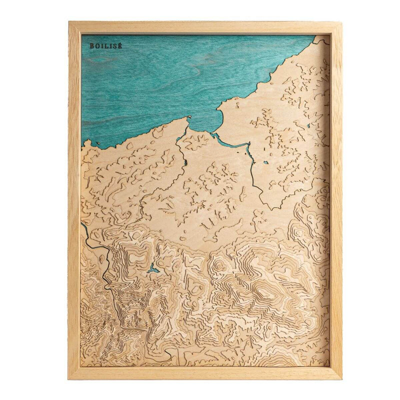 Carte topographique de la côte du Labourd en bois