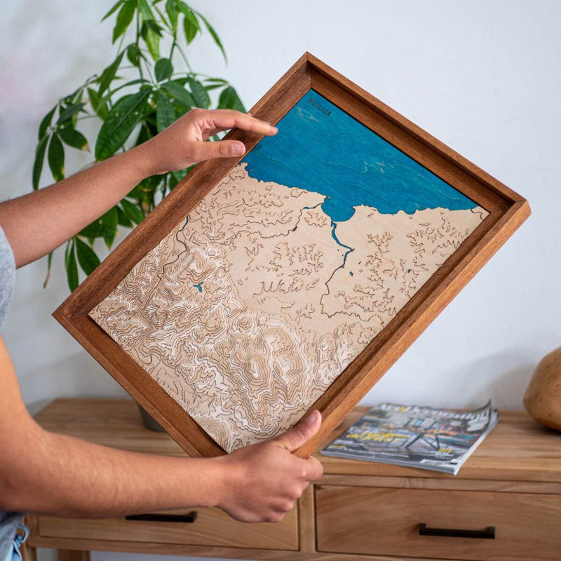 Carte topographique de la côte du Labourd en bois