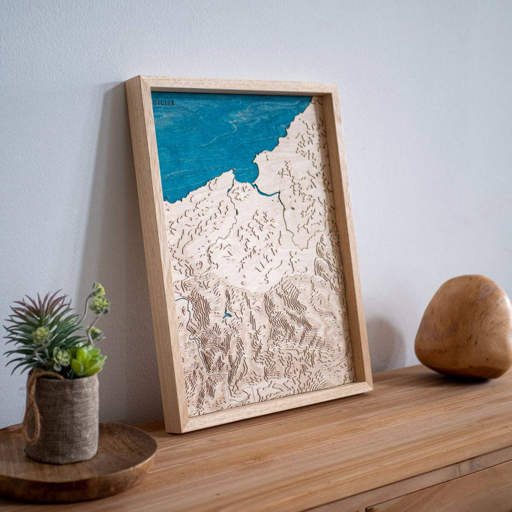 Carte topographique de la côte du Labourd en bois