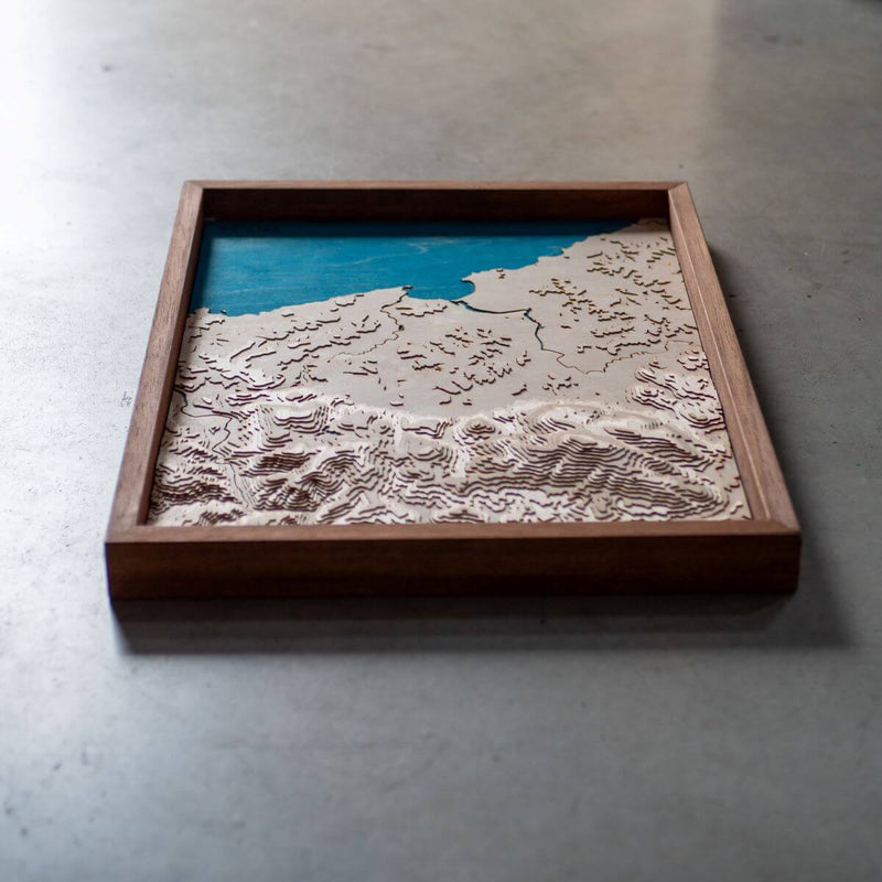 Carte topographique de la côte du Labourd en bois