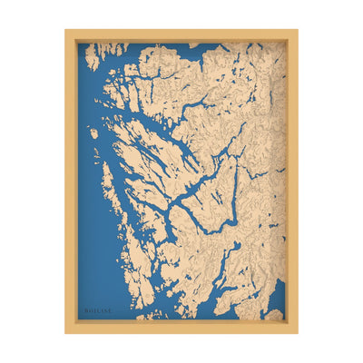 Topographic map of Bergen in the heart of the fjords