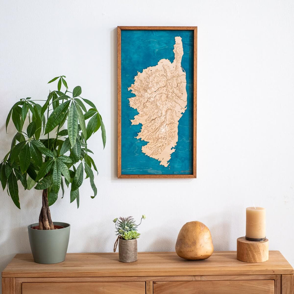 Topographic relief map of Corsica