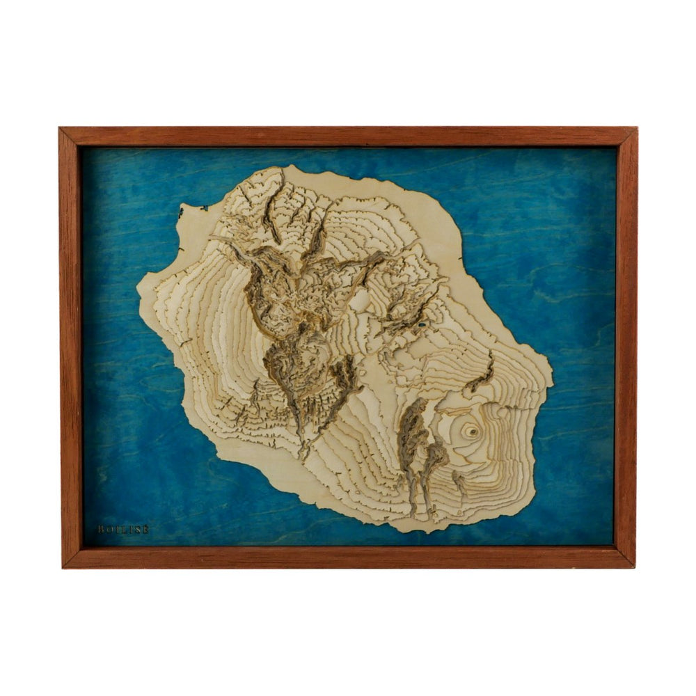 Reunion Island | Wooden topographic map
