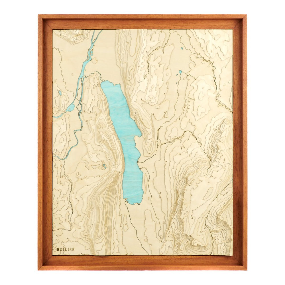 Carte topographique en bois du lac du Bourget