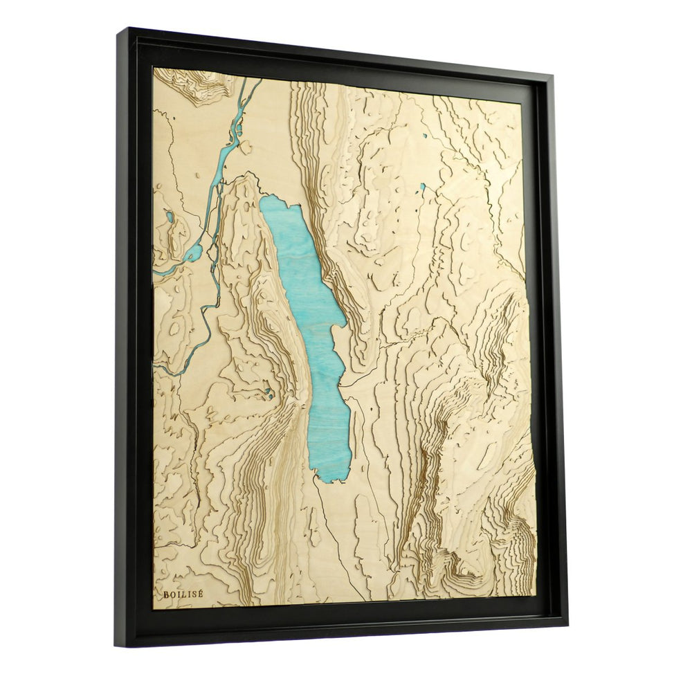 Carte topographique en bois du lac du Bourget