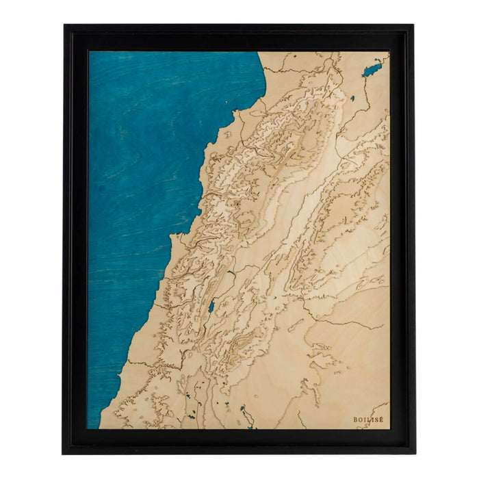 Topographic map of Lebanon in relief and wood